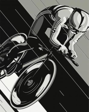 Black And White Cyclist Paint By Numbers - Numeral Paint Kit