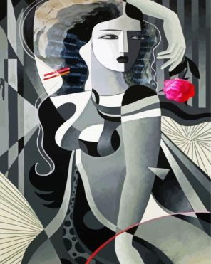 Monochrome Cubism Woman Paint By Numbers - Numeral Paint Kit