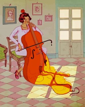 Woman Playing Cello Paint By Numbers - Numeral Paint Kit