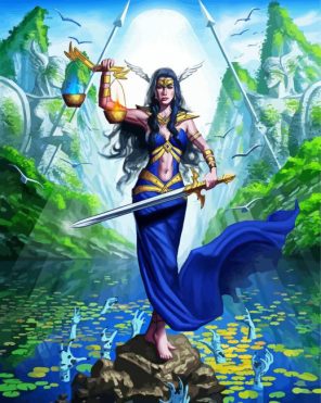 Lady Justice in Blue Paint By Numbers - Numeral Paint Kit