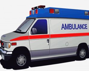 Ambulance Illustration Paint By Numbers - Numeral Paint Kit