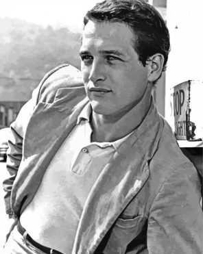 Black And White Paul Newman Paint By Numbers - Numeral Paint Kit