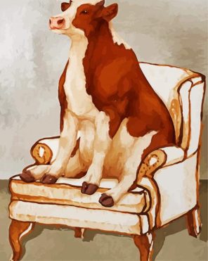 Cow Sitting on a Sofa Paint By Numbers - Numeral Paint Kit