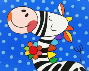 Cute Zebra Paint By Numbers - Numeral Paint Kit