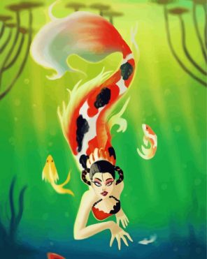 Gothic Mermaid Coy Fish Paint By Numbers - Numeral Paint Kit