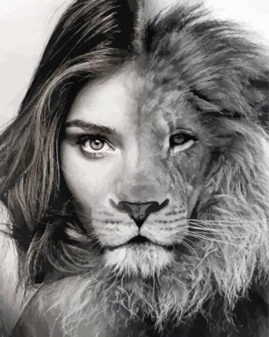 Half Lion Half Human Paint By Numbers - Numeral Paint Kit