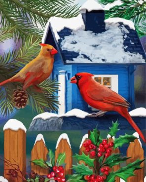 Snow Day Cardinals Paint By Numbers - Numeral Paint Kit