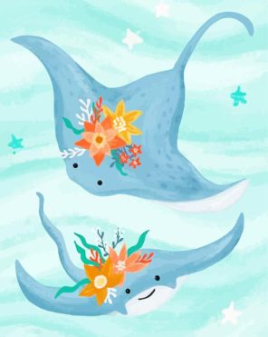 Aesthetic Stingrays Paint By Numbers - Numeral Paint Kit