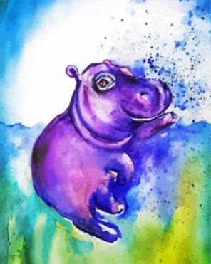 Purple Baby Hippo Paint By Numbers - Numeral Paint Kit